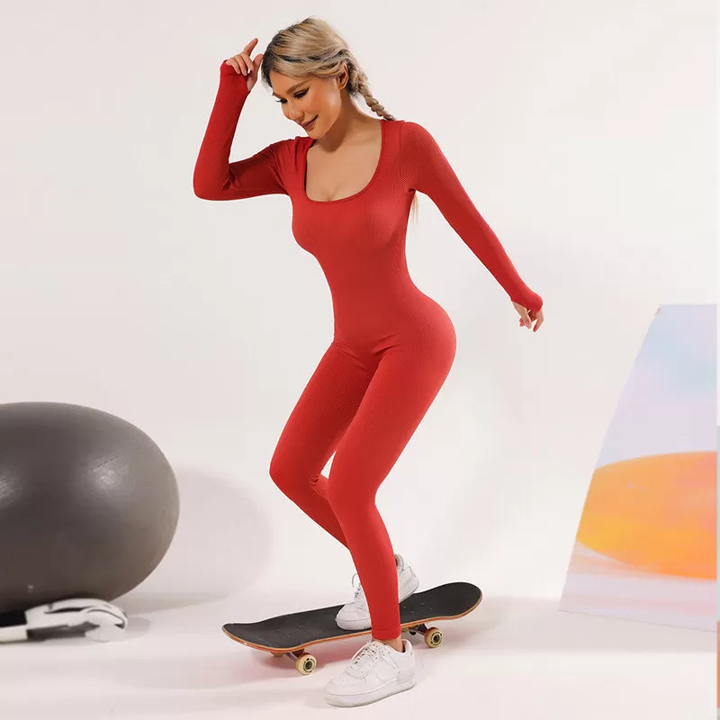 Long Sleeve Yoga Jumpsuit One-Piece Bodysuits Workout bodysuit SPSSL1ZJ