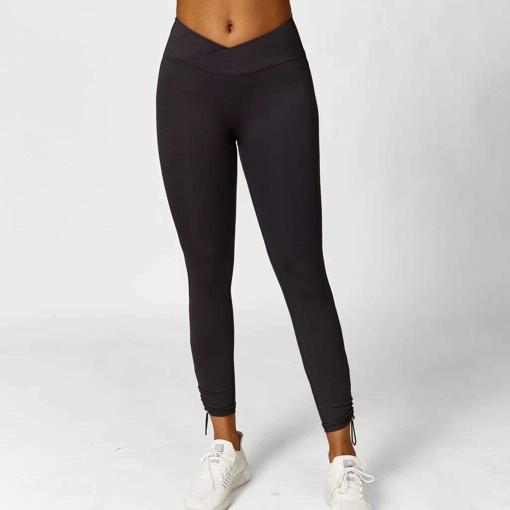 Drawstring Butt Lift Legging for Women U Neck Sport Bra Workout ...