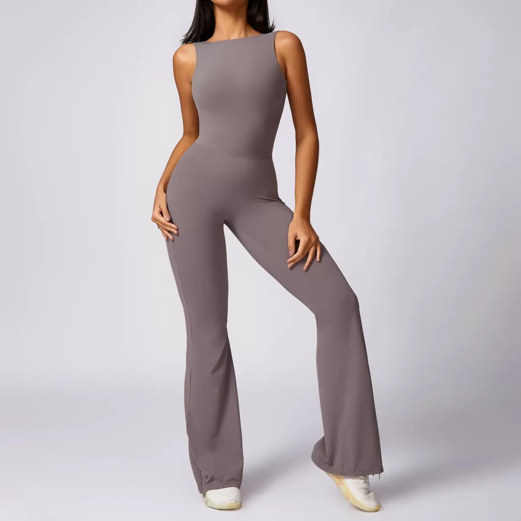 One Piece Jumpsuit Butt Lifting Bell Bottoms Skims Bodysuit Yoga Wear ...