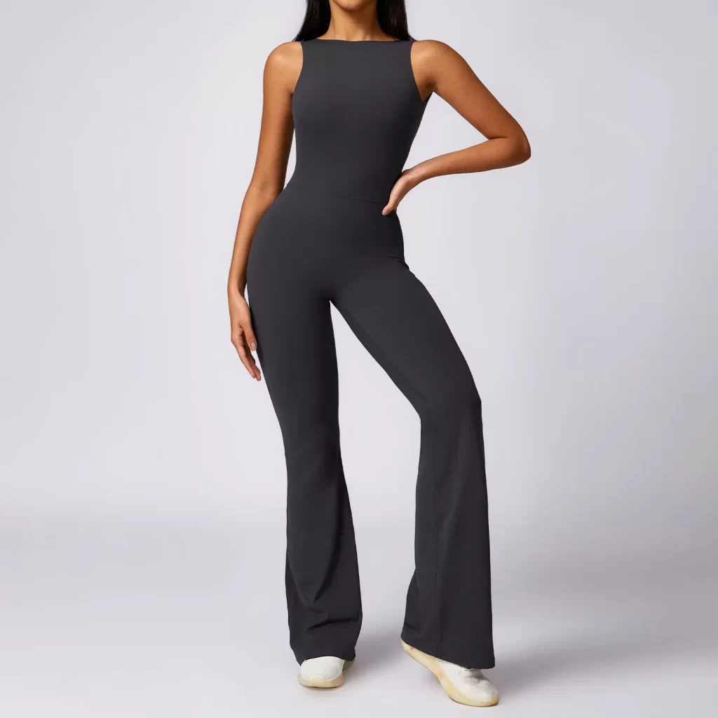 One Piece Jumpsuit Butt Lifting Bell Bottoms Skims Bodysuit Yoga Wear ...