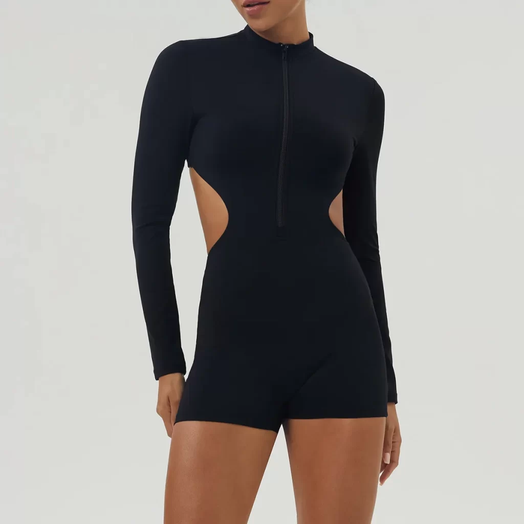Workout Backless Long Sleeve Jumpsuit Gym Rompers