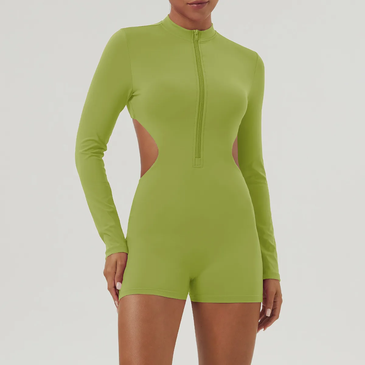 Workout Backless Long Sleeve Jumpsuit Gym Rompers