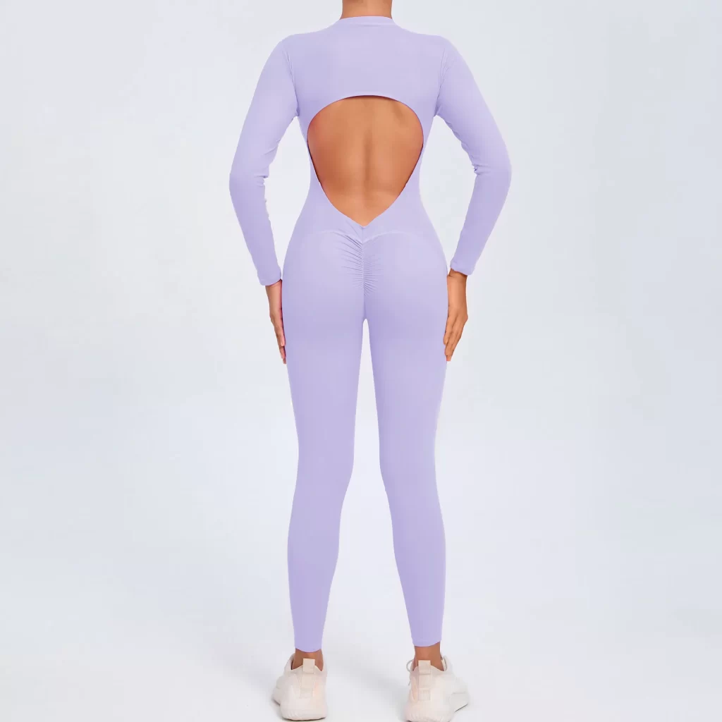 Athletic Backless Rompers Long Sleeve Workout Gym Bodysuit
