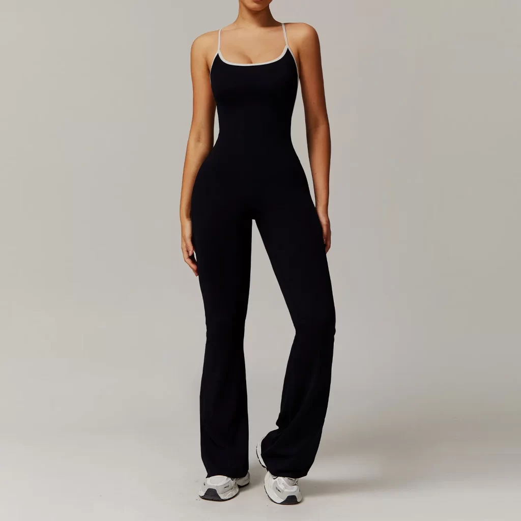 One Piece Jumpsuit Spaghetti Straps Stretch Flare Romper
